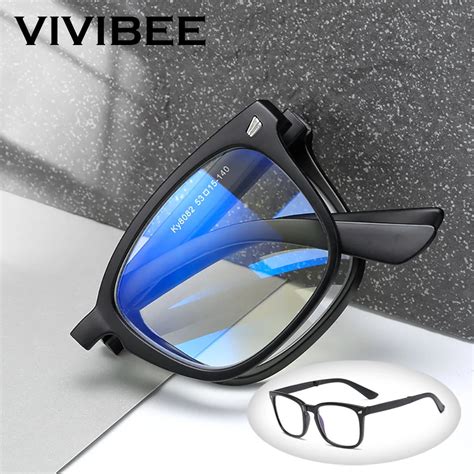 Vivibee Folding Anti Blue Light Blocking Glasses Men Square Classic