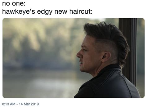 No One Hawkeyes Edgy New Haircut Hawkeyes Avengers Endgame