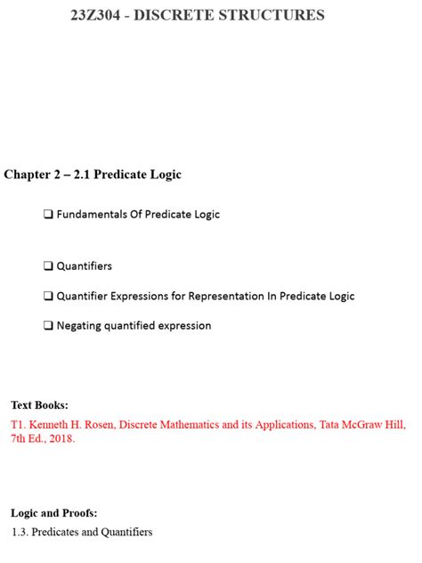 Ds Chapter 21 Predicate Logic Pdf First Order Logic Metalogic