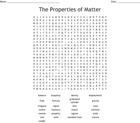 Properties Of Matter Word Search Printable Word Search Maker