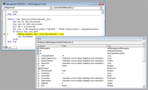 Debugging Im Vba Editor Teil 2 Access Basics