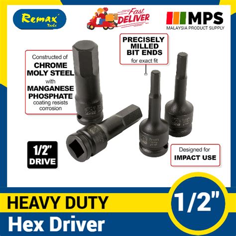 Remax Impact Hex Impact Bit Socket Allen Key Socket Cr Mo Steel 1 2 Dr