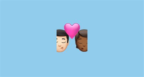 👨🏻‍ ️‍💋‍🧑🏾 Beso Hombre Persona Adulta Tono De Piel Claro Tono De