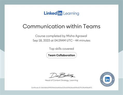 Misha Agrawal On Linkedin Certificate Of Completion