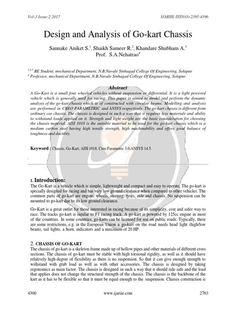 Design And Analysis Of Go Kart Chassis Ijariie4300 Pdf Pdf Steel