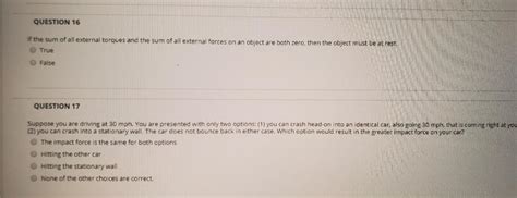 Solved Question 16 If The Sum Of All External Torques And