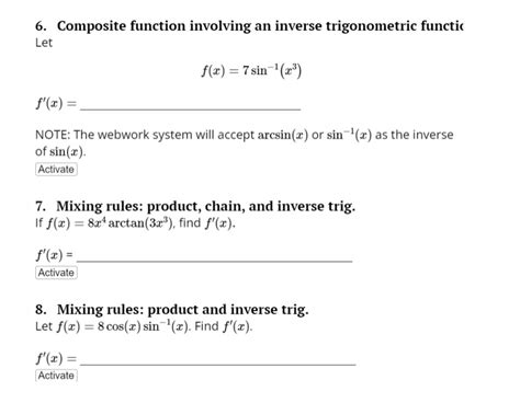 solved 6 composite function involving an inverse
