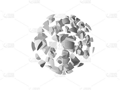 爆炸3d对象，球状碎片云