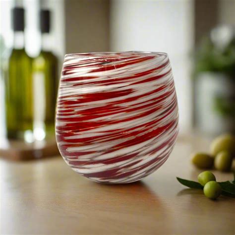 Candy Cane Glassware Red And White Swirl Elegance