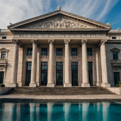 Grand Neoclassical Museum Facade With Iconic Ionic Columns And
