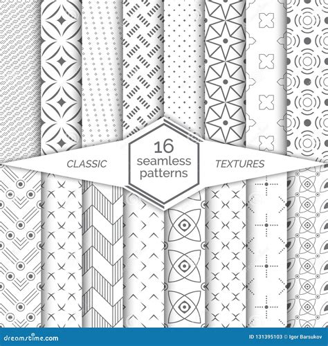Big Set Of Seamless Patterns Classical Simple Textures Stock Vector Illustration Of Regular