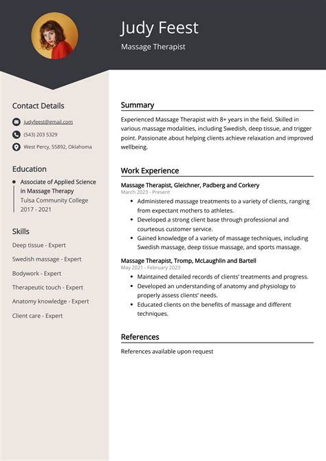 Massage Therapist Cv Job Description Sample And Guide