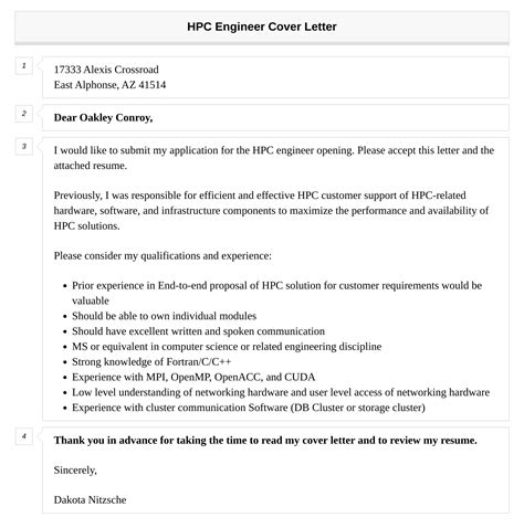 Hpc Engineer Cover Letter Velvet Jobs