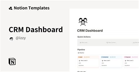 CRM Dashboard Template By Izzy Notion Marketplace