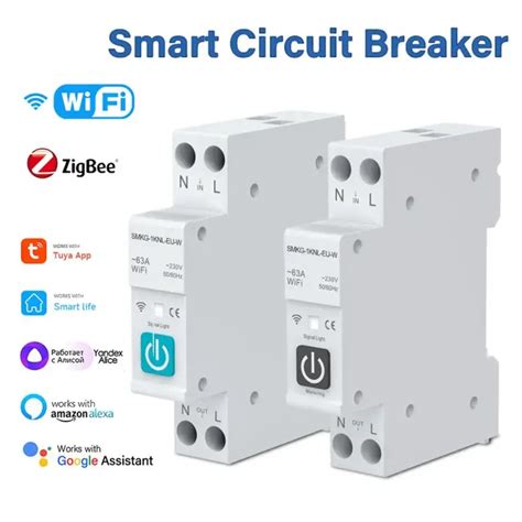 Tuya Wifi Zigbee Smart Circuit Breaker With Metering 1p 63a Rail Din For Smart Home Remote 