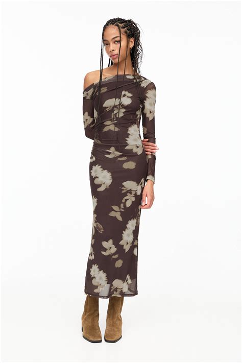 Asymmetric Tulle Midi Dress Pullandbear