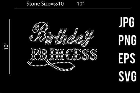 Birthday Princess Rhinestone Graphic By Ragib · Creative Fabrica