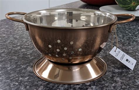 Now Designs Matte Steel Small Rose Gold Colander Barbs Kitchen