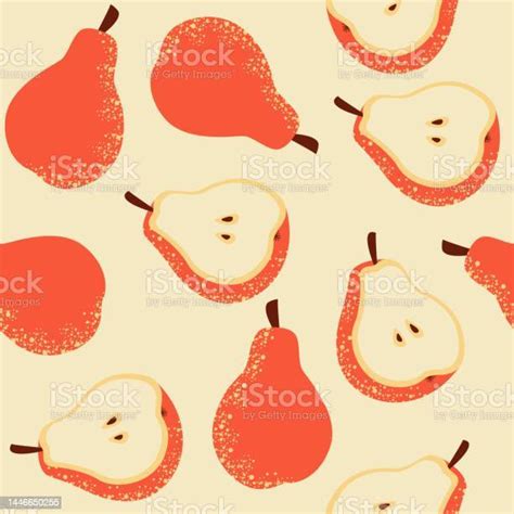 원활한 과일 패턴입니다 밝은 배경에 추상 배입니다 현대 과일 인쇄 섬유 벽지 표지 및 포장을 위한 템플릿입니다 벡터 일러스트레이션 Eps 10 배에 대한 스톡 벡터 아트 및