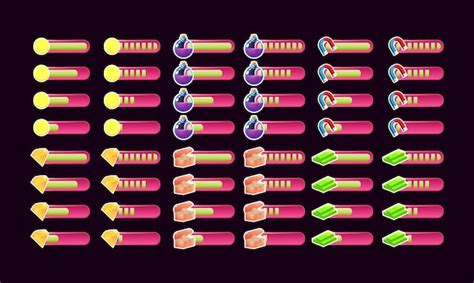 Premium Vector Set Of Casual Pink Game Ui Progress Bar