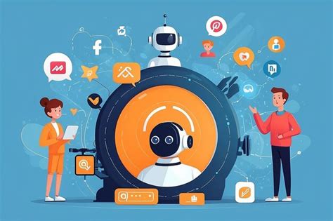 Premium Photo Social Media Bots Vector Illustration Fake Accounts In Tiny Persons Concept