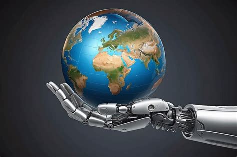 Premium Photo Robotic Hand And Globe Illustration Stock Illustration