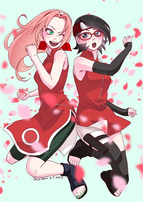 Haruno Sakura And Uchiha Sarada Naruto And More Drawn By Shikiwo Danbooru