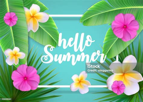 안녕하세요 프레임 벡터 일러스트와 함께 여름 자연 꽃 배경 0명에 대한 스톡 벡터 아트 및 기타 이미지 0명 3월 개념