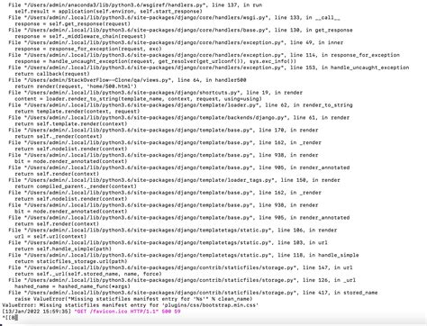 ValueError Missing Staticfiles Manifest Entry For Plugins Css Bootstrap Min Css Issue