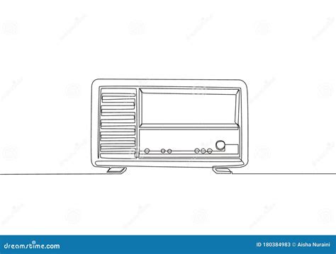 Single Continuous Line Drawing Of Retro Old Fashioned Analog Radio