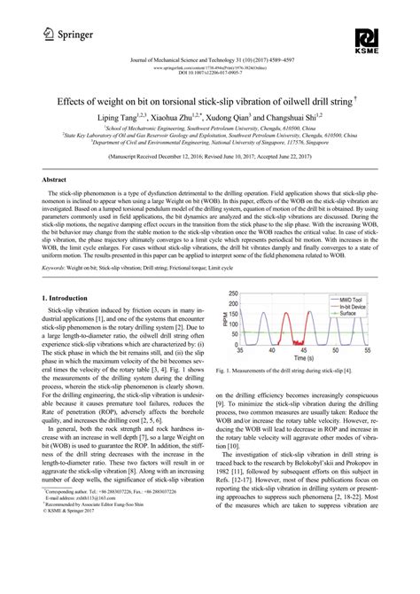 Pdf Effects Of Weight On Bit On Torsional Stick Slip Vibration Of Oilwell Drill String