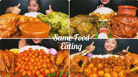 Asmr Maddy Eats Spice Asmr Eating Same Food || Whole Red Chicken Green ...