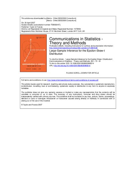 Pdf Large Sample Inference For The Epsilon Skew T Distribution