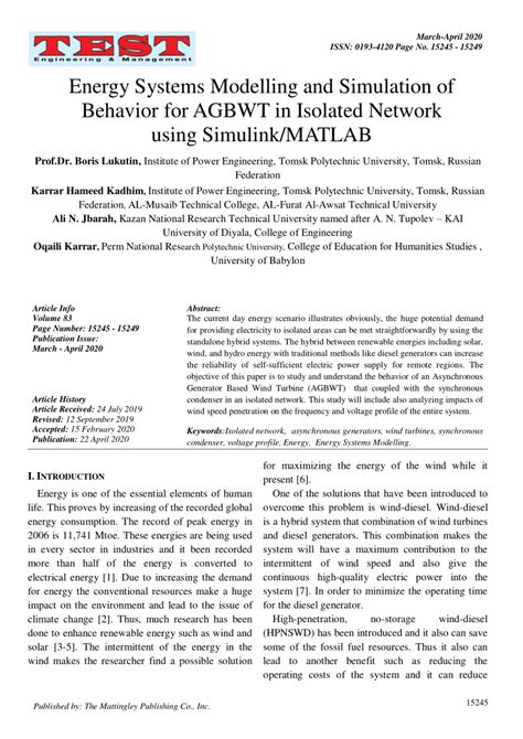Pdf Energy Systems Modelling And Simulation Of