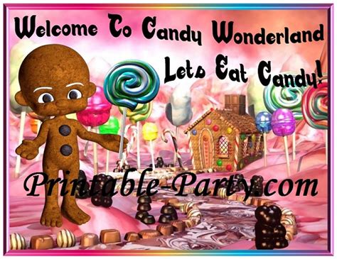 Printable Candyland Party Supplies Candy Wonderland Themed Decorations