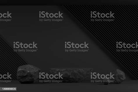빈 바위 돌 콘크리트 연단 받침대 스탠드 전시 단계 제품 프리젠 테이션 블랙 배경 0명에 대한 스톡 사진 및 기타 이미지 0명 3차원 형태 가정의 방 Istock
