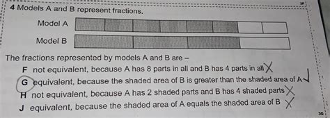 Solved 3f 4 Models A And B Represent Fractions Model A Model B The Fractions Represented By