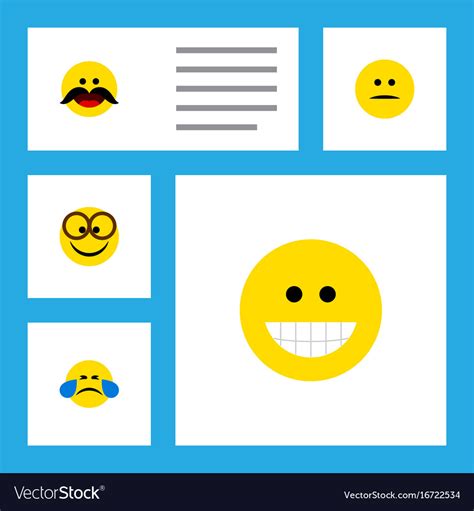Flat Icon Expression Set Of Displeased Grin Cold Vector Image