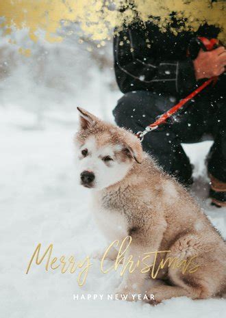 Kerstkaart Foto Met Gouden Randje En Merry Kaartje Go