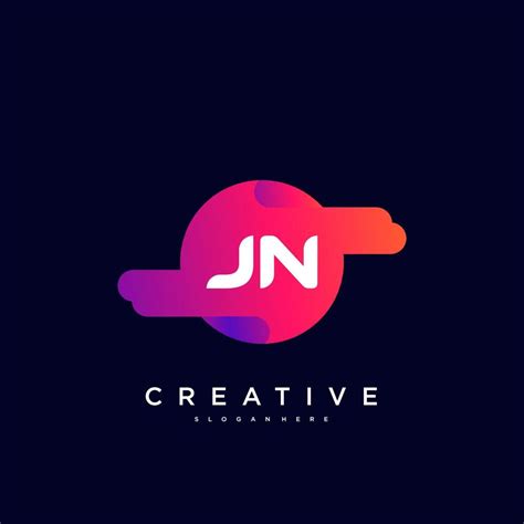 Jn Letra Inicial Colorido Logotipo Icono Diseño Elementos De Plantilla