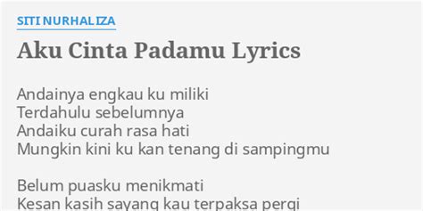 Lagu Siti Nurhaliza Aku Cinta Padamu Lirik Chloe Greene
