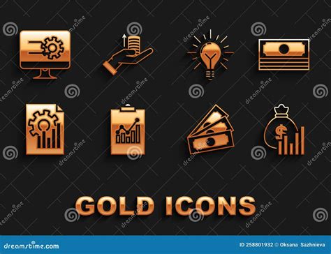 Set Clipboard With Graph Chart Stacks Paper Money Cash Money Bag And Diagram Document Light