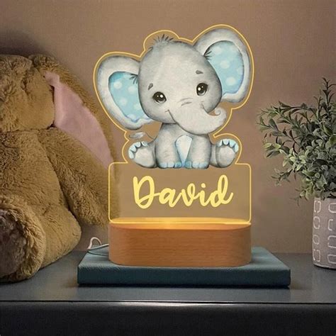 Olifant Naamlamp Nachtlampje Kraam Cadeau Gepersonaliseerd Cadeau
