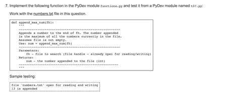 Solved Implement The Following Function In The Pydev Chegg
