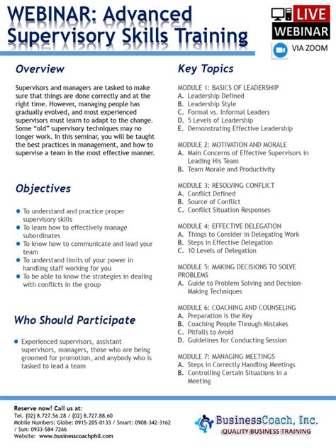 Webinar Advanced Supervisory Skills Training Pdf Leadership