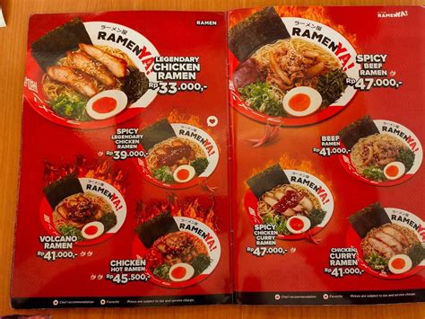 Menu At Ramen Ya Reserve Trans Icon Mall Surabaya Restaurant Surabaya