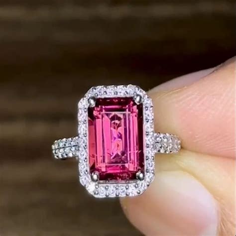 Gemstone Womens Natural Rubellite 320 Carat Diamond Ring Igi