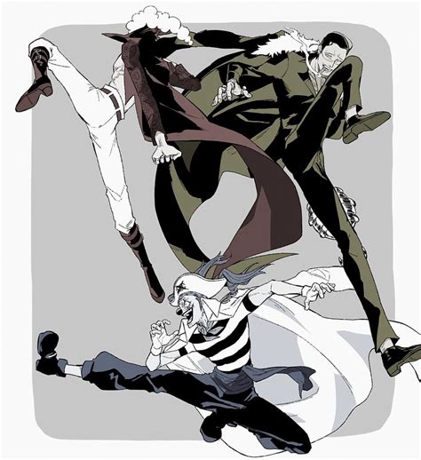 Crocodile Dracule Mihawk And Buggy The Clown One Piece Drawn By