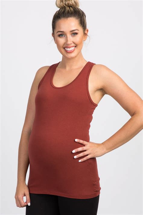 Rust Fitted Maternity Tank Top Pinkblush