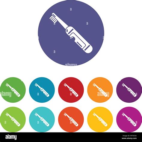 Electric Toothbrush Icons Set Vector Color Stock Vector Image Art Alamy